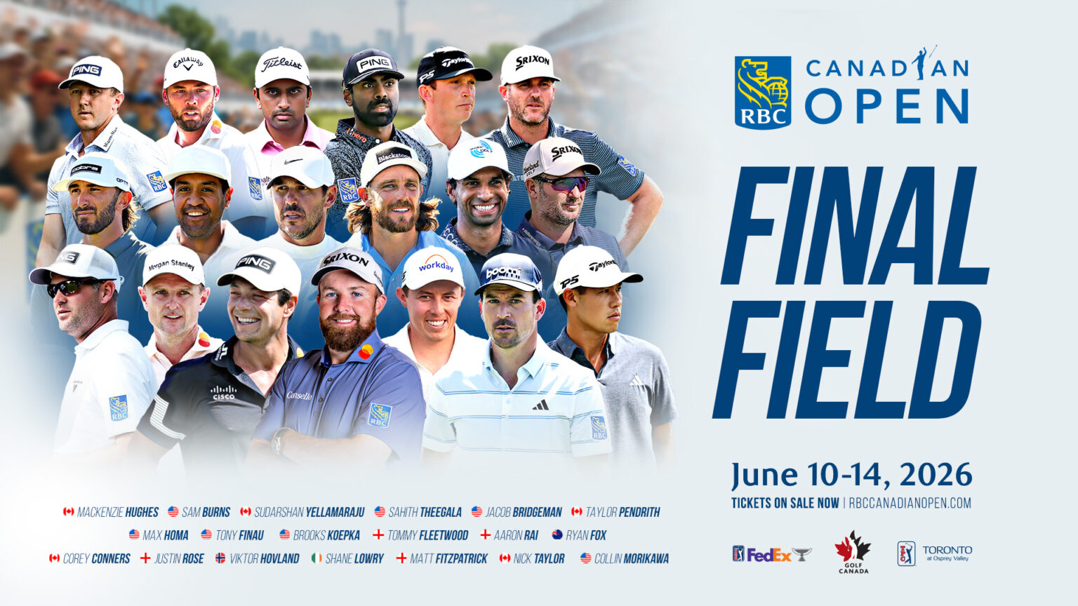 Final Field released for the 2026 RBC Canadian Open - RBC Canadian Open